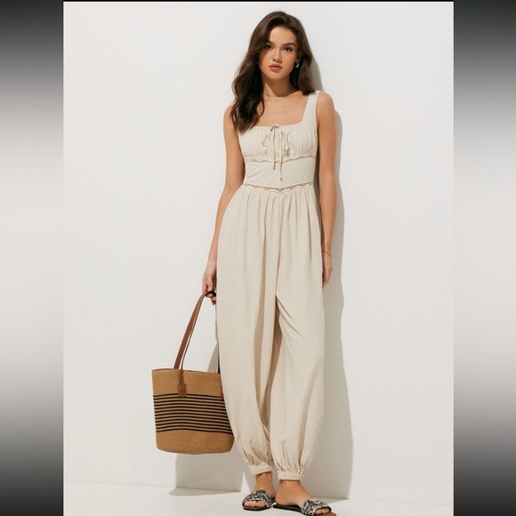 Pants & Jumpsuits | Pure Cotton Low Back Tiefront Jumpsuit | Poshmark